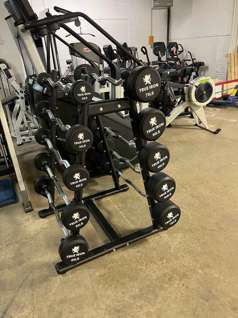 True Iron Rubber Fixed Barbell Set 20-110 with Rack! – True Iron Fitness