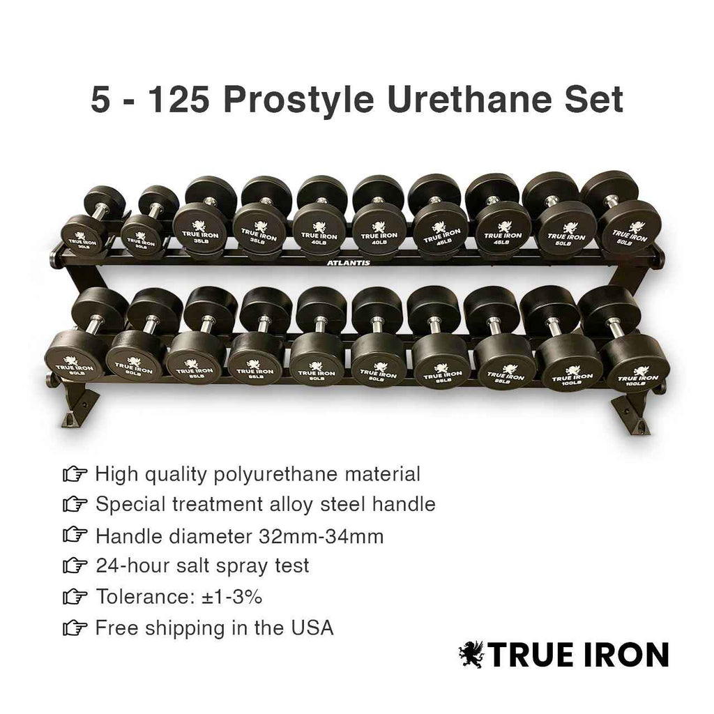 Urethane Pro Style Dumbbell Set 5-125 lbs for Strength Training – True ...