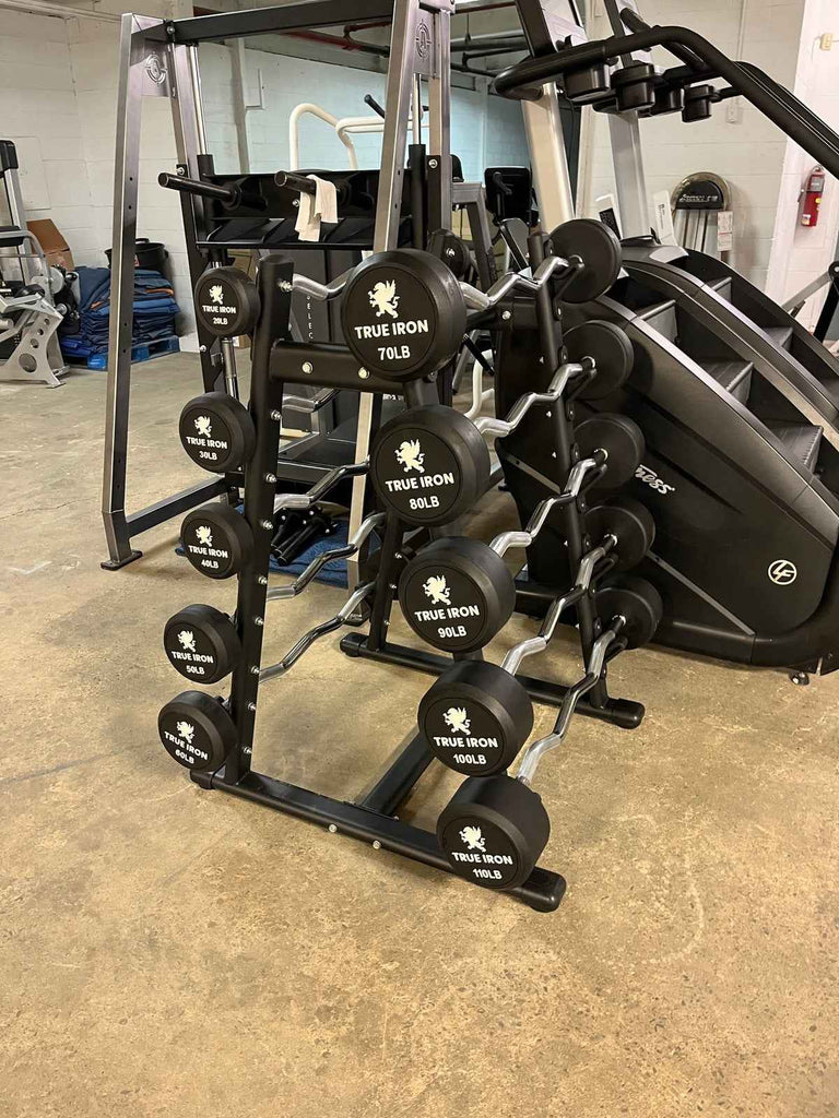 True Iron Rubber Fixed Barbell Set 20-110 with Rack! – True Iron Fitness