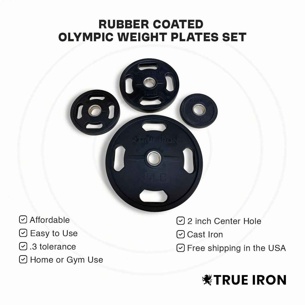 True Iron Rubber Coated Olympic Plate Sets – True Iron Fitness